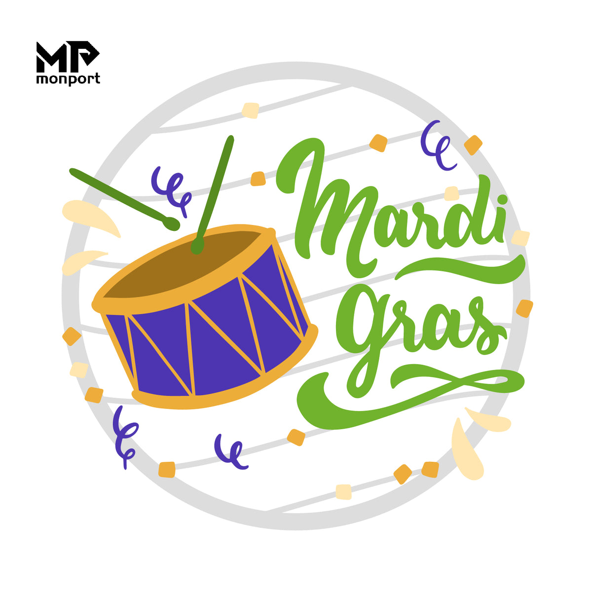 Rhythmic Reverie Laser Engraved Mardi Gras Drum Wall Art Monportlaser