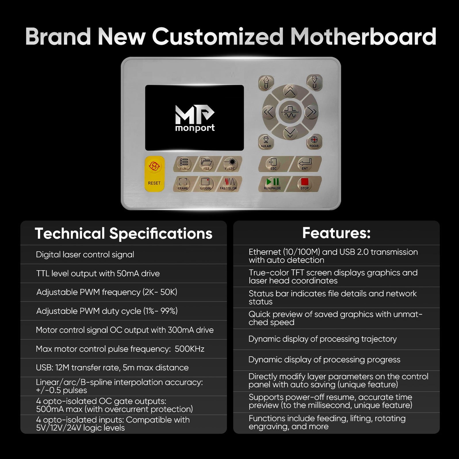 Monport 80W CO2 Laser Engraver & Cutter (28" x 20") with Autofocus ...