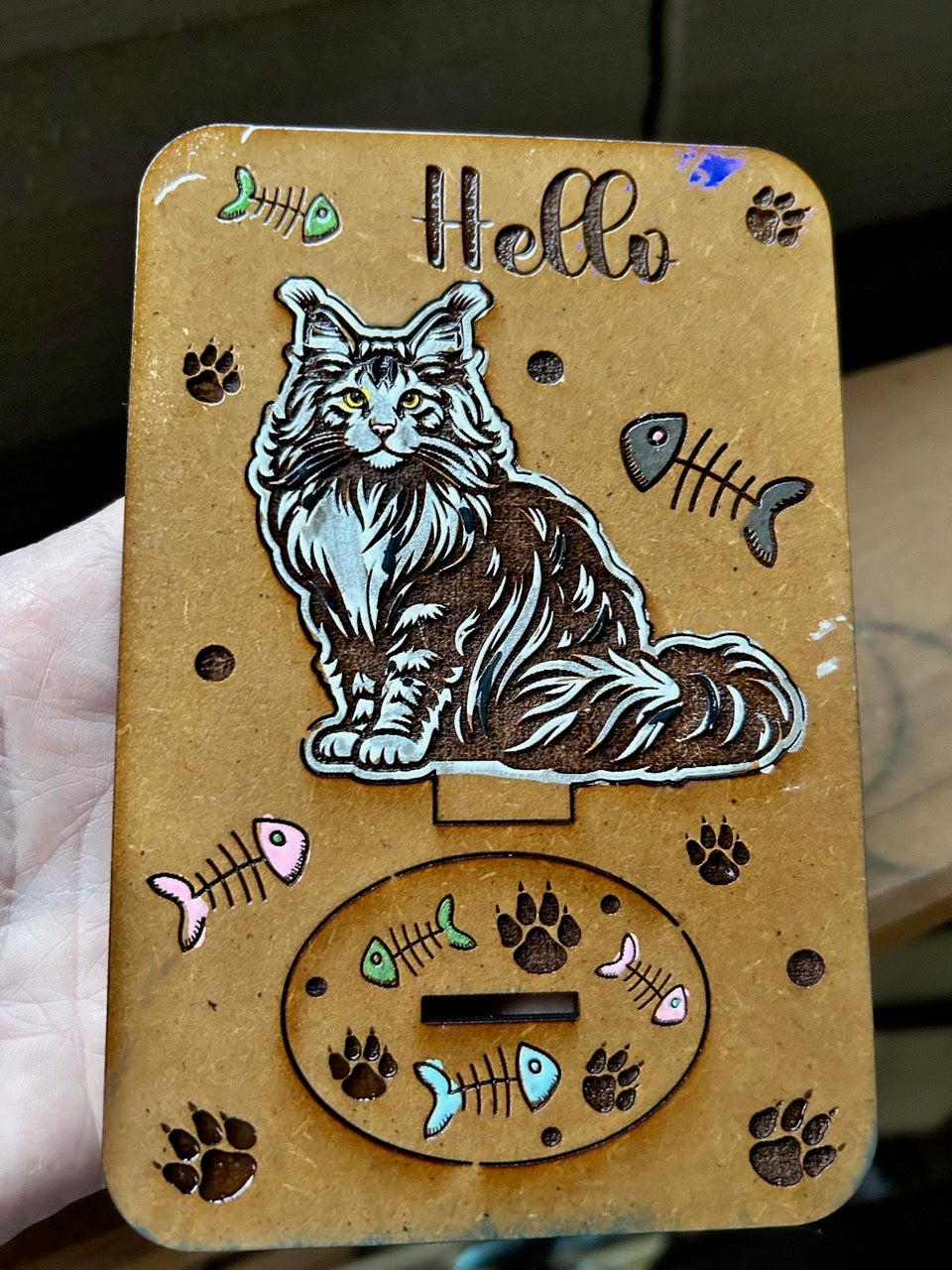 Coon cat pop out card — Monportlaser