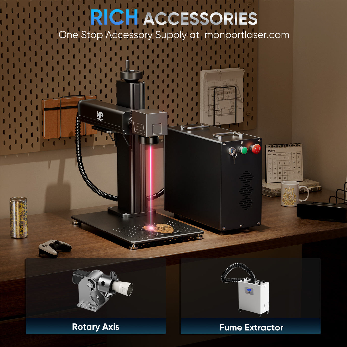 Monport GPro 100W Split MOPA Fiber Laser Engraver & Marking Machine Wi ...